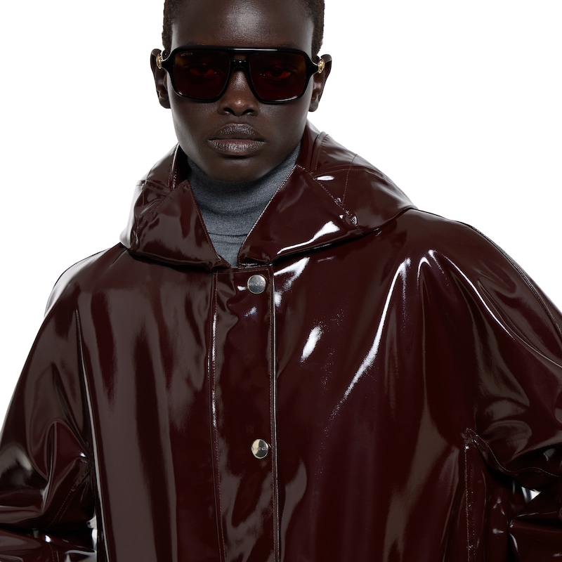 เสื้อแจ็คเก็ต Ciré fabric jacket inสีแดงเบอร์กันดีเข้ม | GUCCI® TH