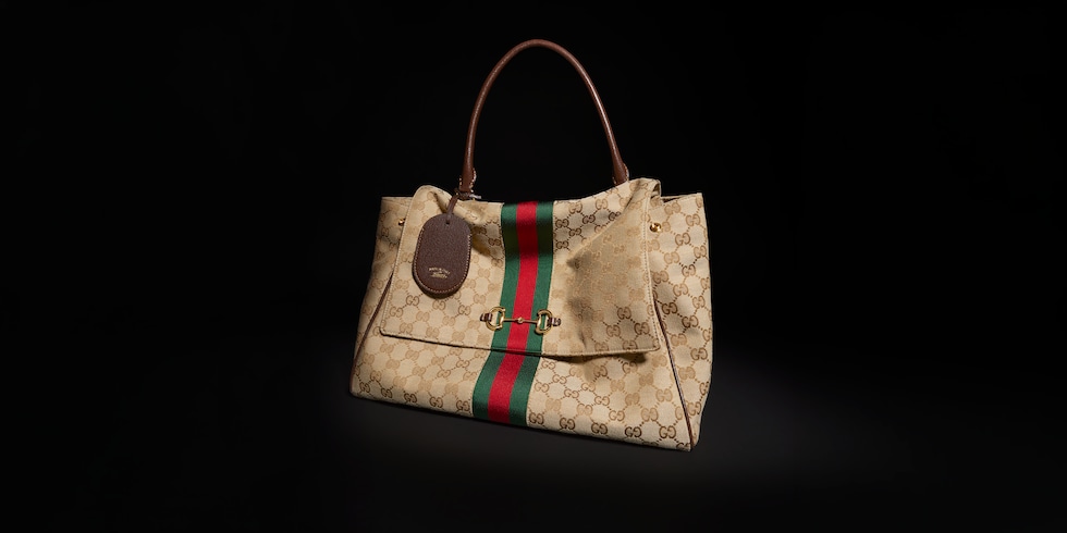 Paparazzo large top handle bag in sand and brown GG canvas | GUCCI® SA