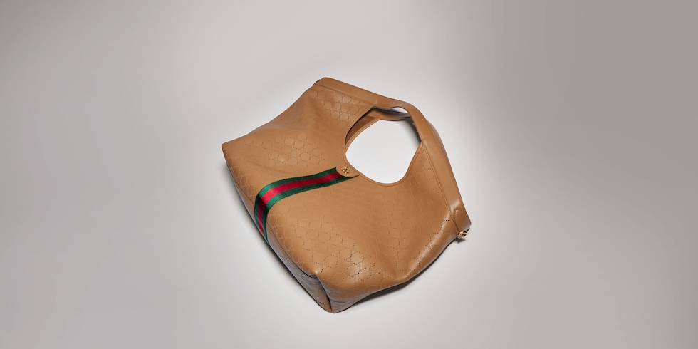 Gucci Giglio large tote bag in dark beige GG leather | GUCCI® CA