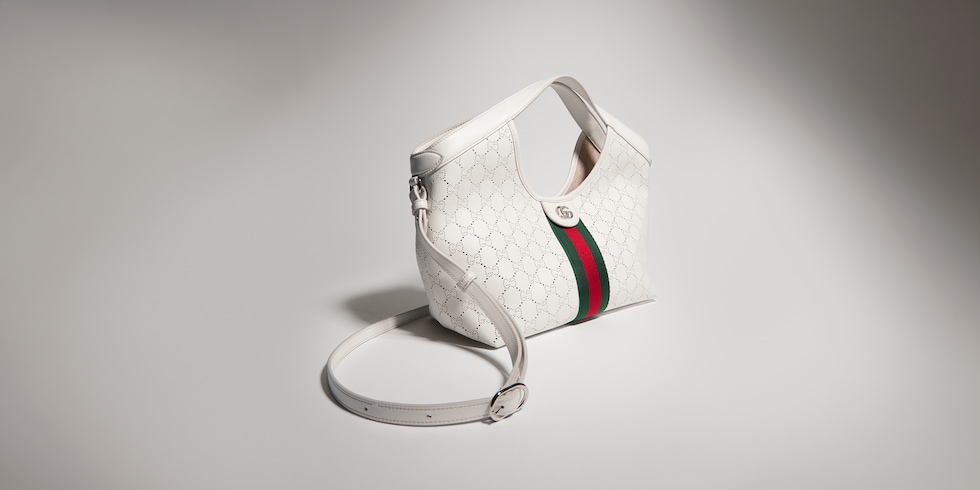 Gucci Giglio small tote bag in white GG leather | GUCCI® CA