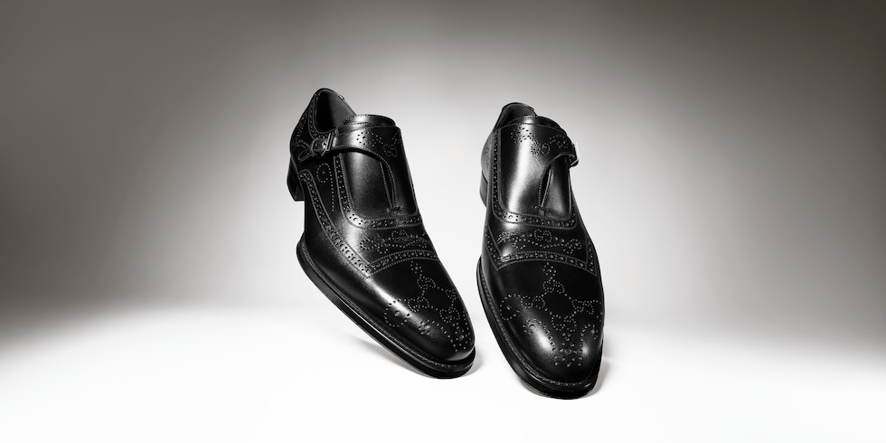 Men's monk strap shoe in black leather | GUCCI® CH