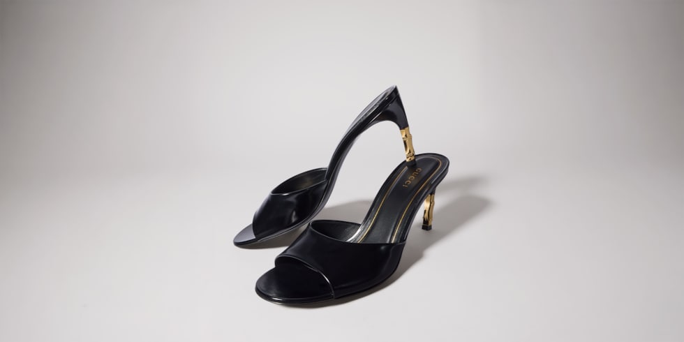 Women's Castello slide in black leather | GUCCI® US
