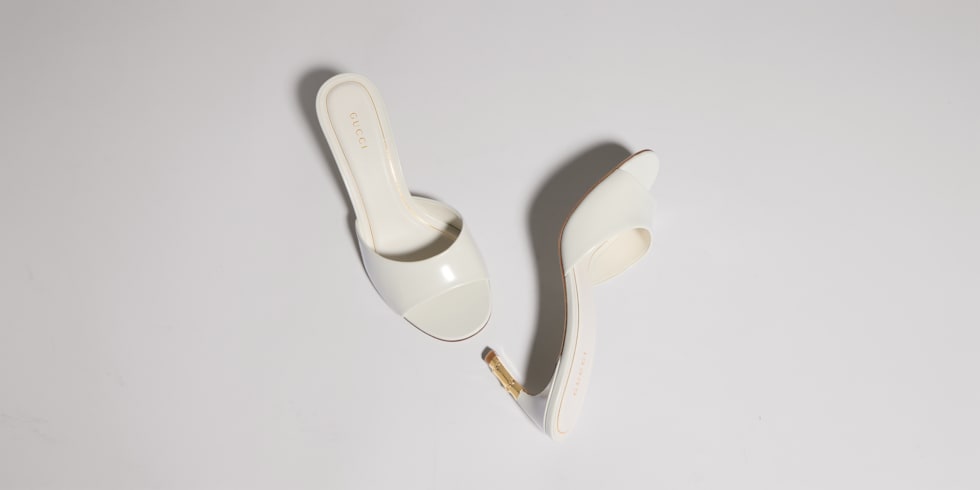 Women's Castello slide in white leather | GUCCI® US