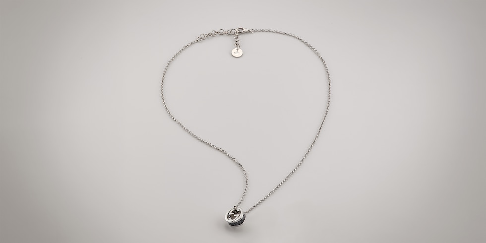 Gucci Interlocking crystal pendant necklace in 925 sterling silver ...