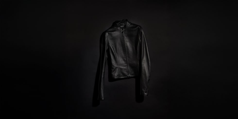 Light stretch leather zip jacket in black | GUCCI® UK