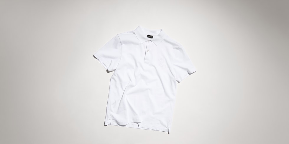 Cotton jersey polo shirt with embroidery in white | GUCCI® CH
