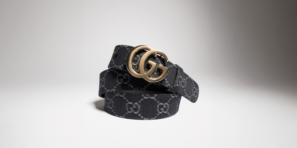 GG Marmont belt in black GG denim | GUCCI® SA