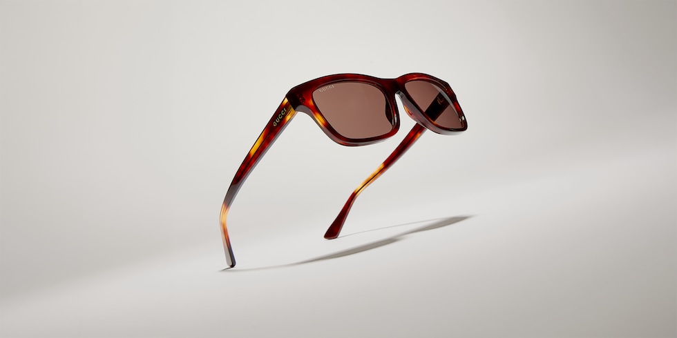 Rectangular-frame sunglasses in brown | GUCCI® NZ