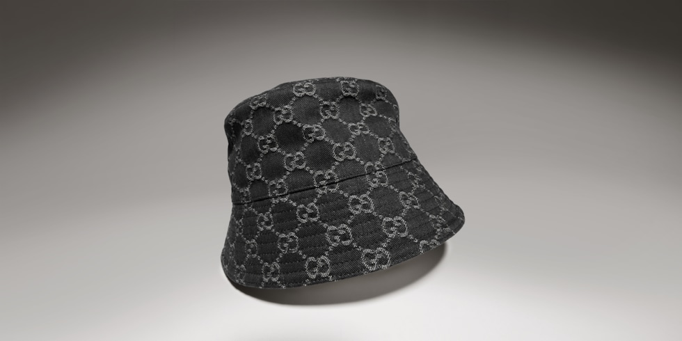 GG cotton denim bucket hat in black | GUCCI® SA