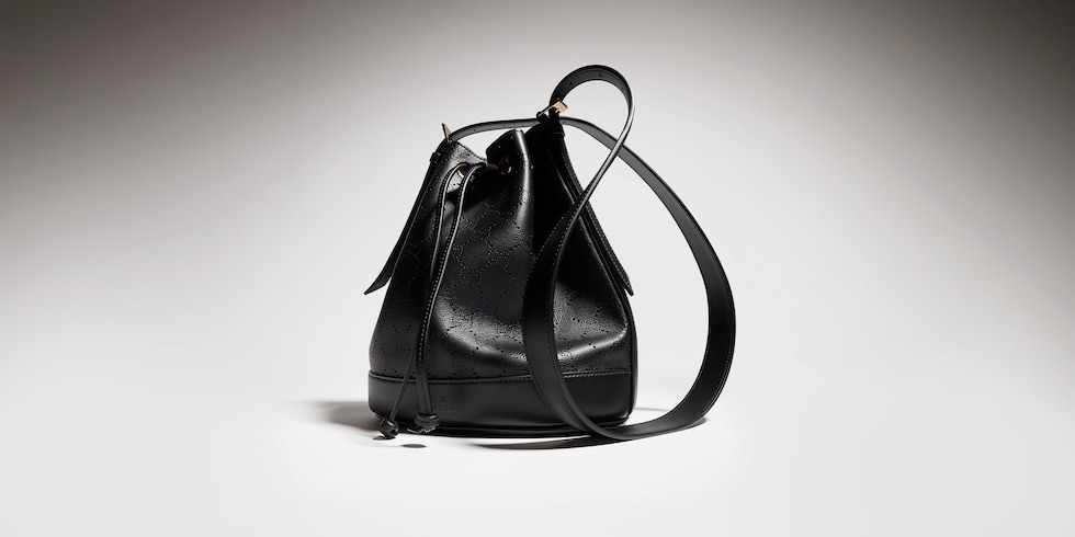 Gucci Venice small bucket bag in black GG leather | GUCCI® US