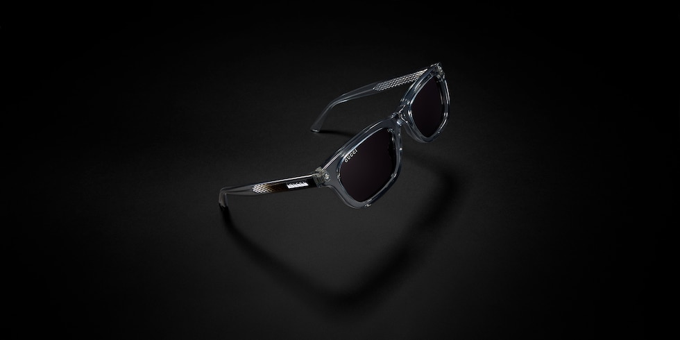 Rectangular-frame sunglasses in transparent grey | GUCCI® UK