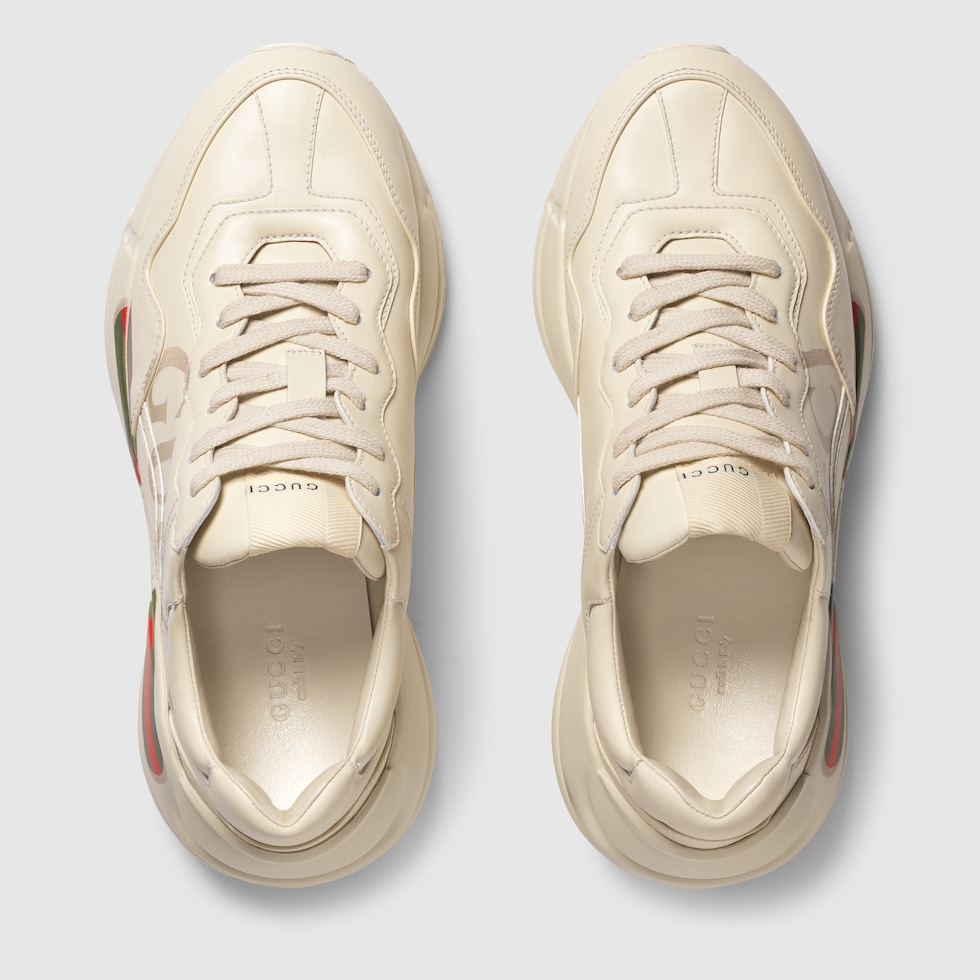 Women's Ivory Leather Rhyton Vintage Gucci Logo Sneaker | GUCCI® FR