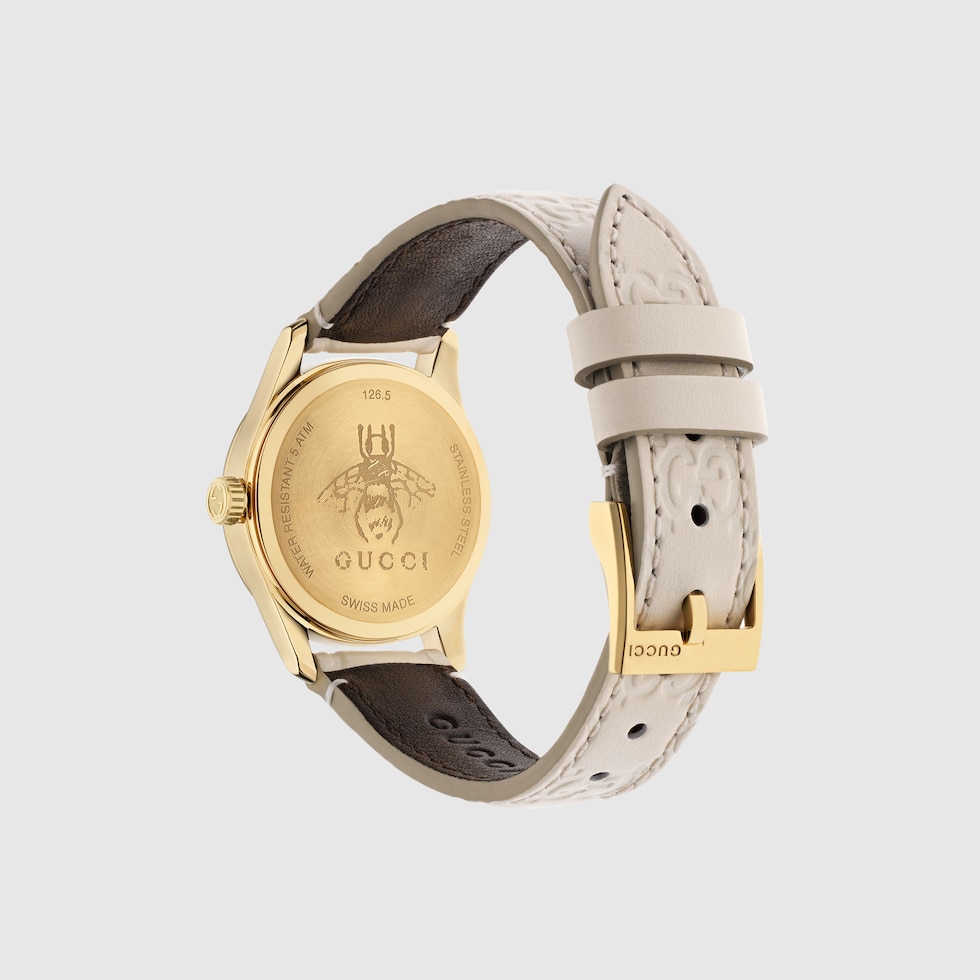 G-Timeless watch, 27mm in white Gucci Signature leather | GUCCI® 香港