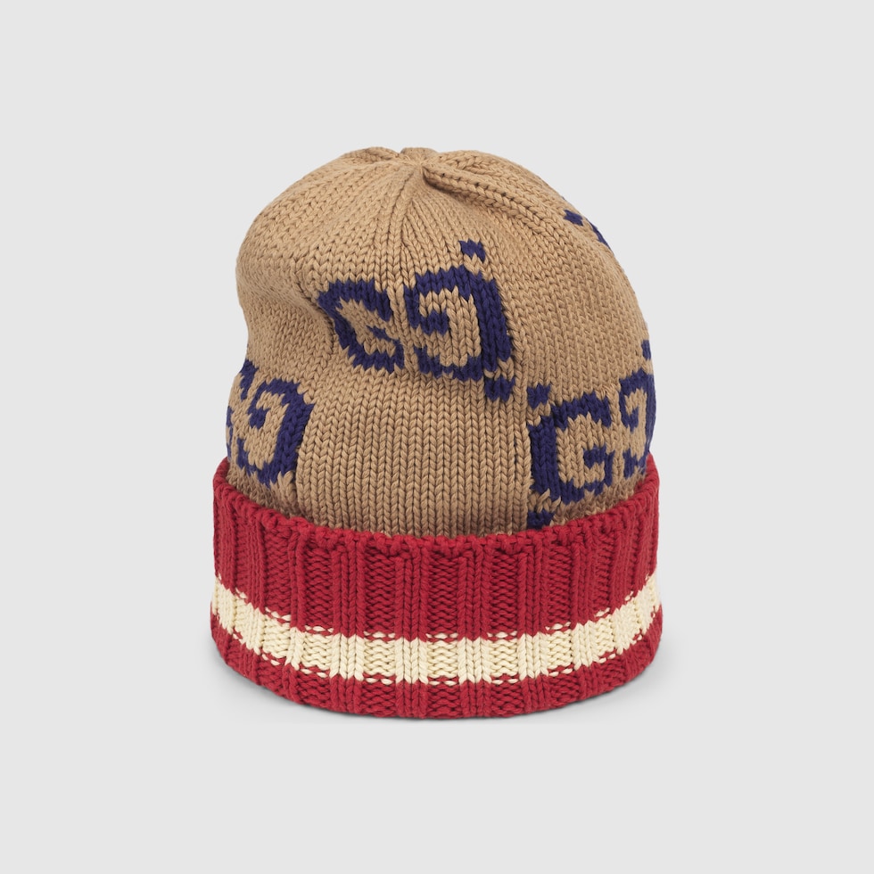 Bonnet en coton GG en coton beige | GUCCI® FR