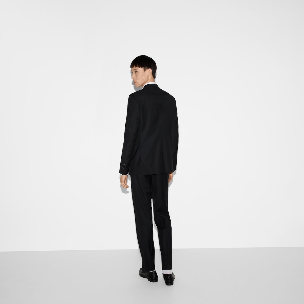 Straight fit wool suit in black wool | GUCCI® Canada