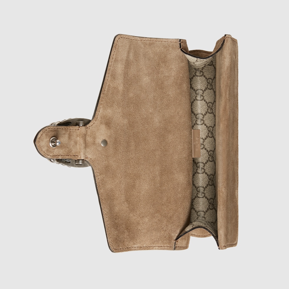 Dionysus medium shoulder bag in GG Supreme and taupe suede | GUCCI® US
