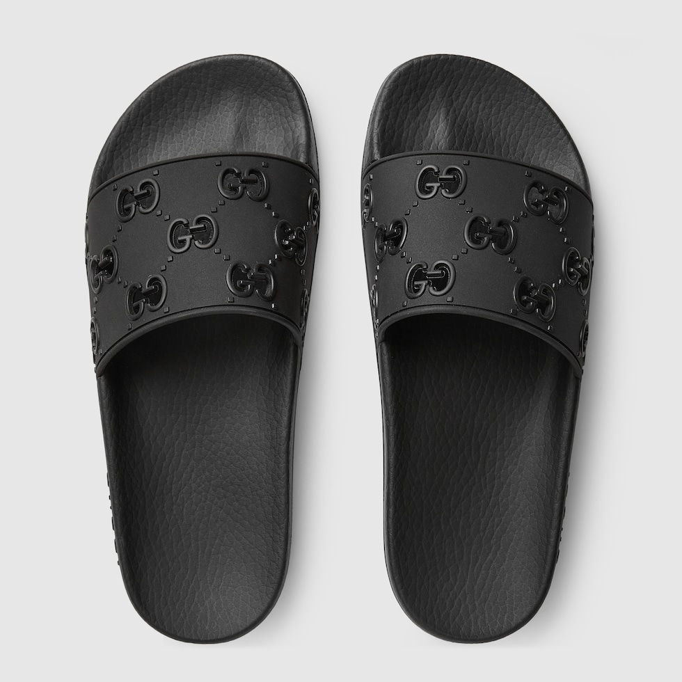 Sandalia De Goma Con Gg Para Mujer En Goma Negra Gucci® Es