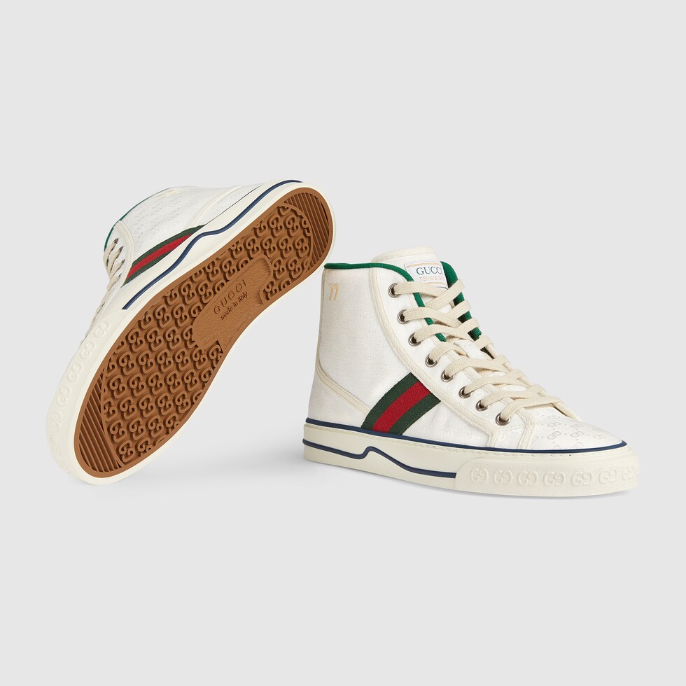 Women's Gucci Tennis 1977 High Top Sneaker In White Mini GG Jacquard ...