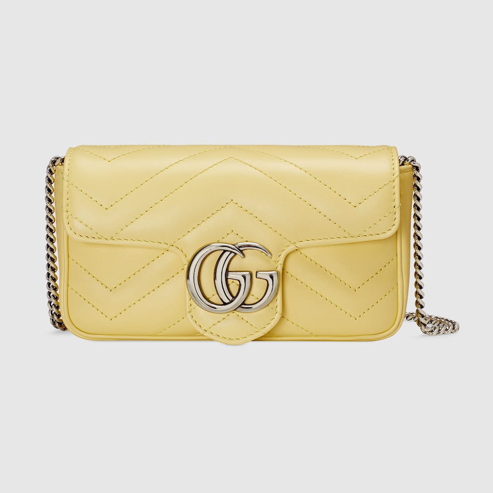 Yellow GG Marmont matelassé leather super mini bag | GUCCI® NO