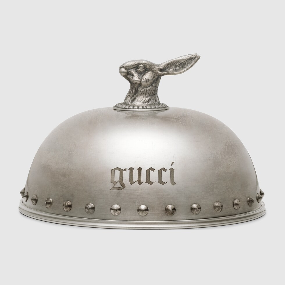 Cloche with hare in silver-plated brass | GUCCI® UK