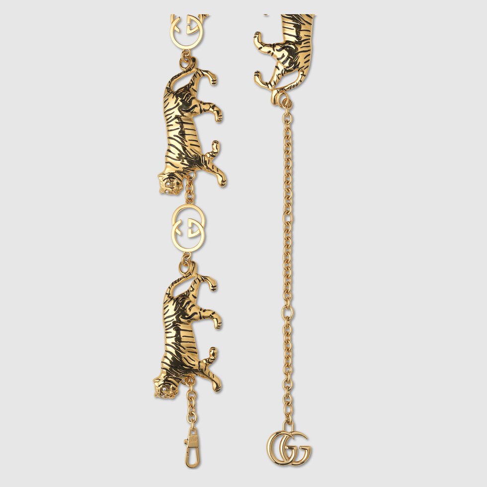 Gold Interlocking G chain belt with tigers | GUCCI® TR