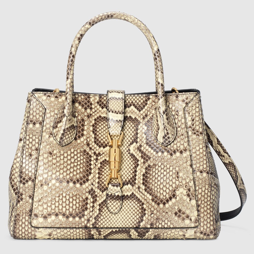 Jackie 1961 python medium tote bag in natural colour | GUCCI® NL