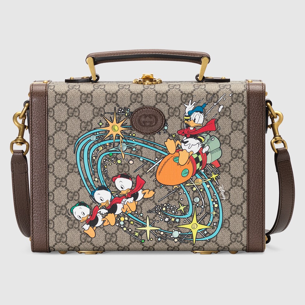 Disney x Gucci Donald Duck Beauty Case In Beige & Ebony GG Supreme ...