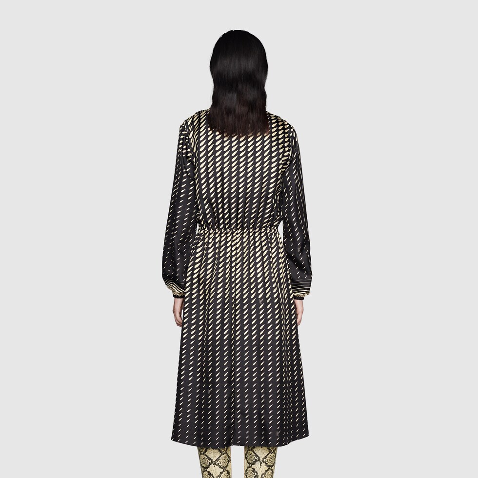 Black Print silk dress with scarf | GUCCI® SE