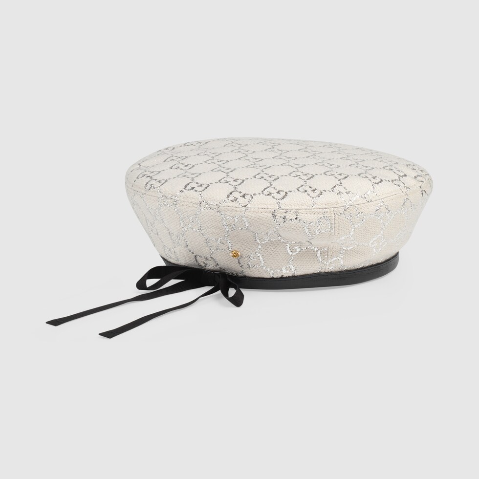 GG lamé beret in white | GUCCI® CZ