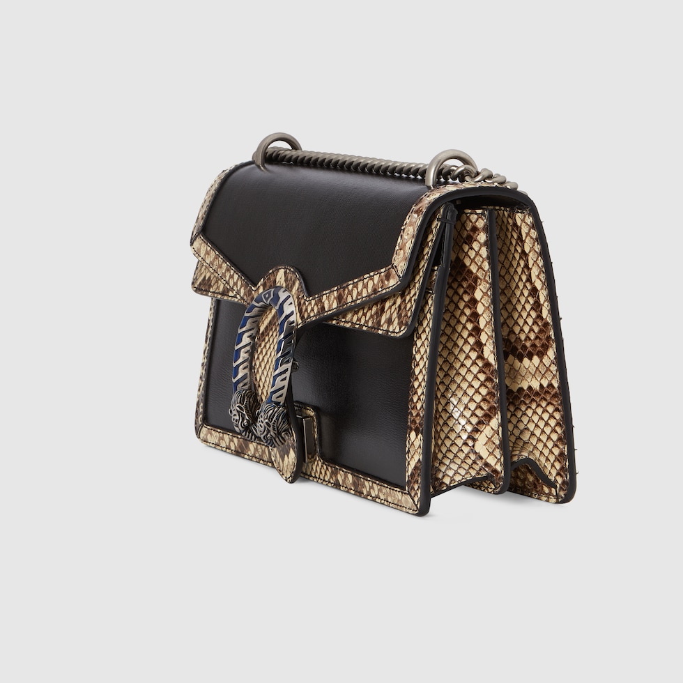 Black Dionysus small shoulder bag with python trim | GUCCI® UK