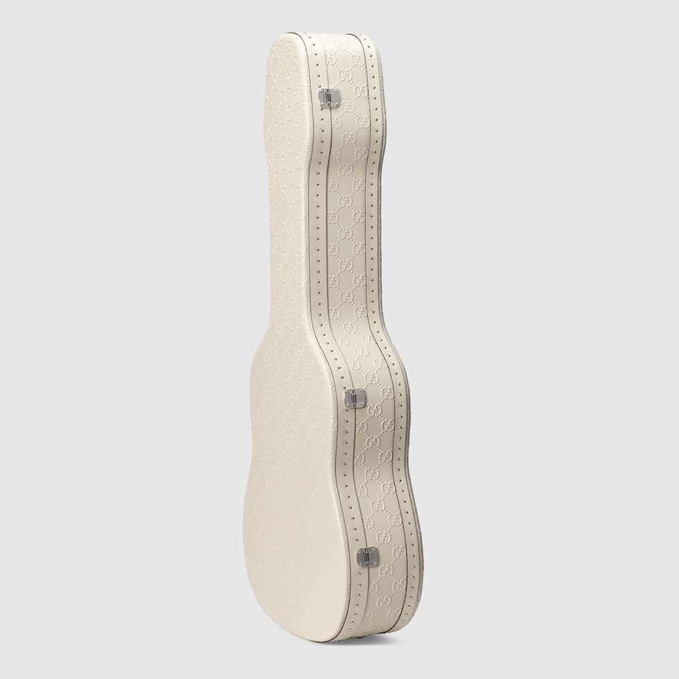 GG embossed guitar case in white leather | GUCCI® 香港