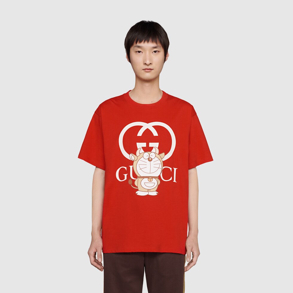 Red Doraemon x Gucci oversize T-shirt | GUCCI® TR