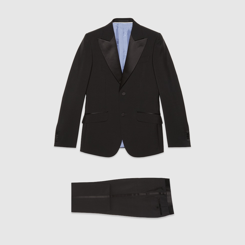 Fitted mohair wool tuxedo in black | GUCCI® RO