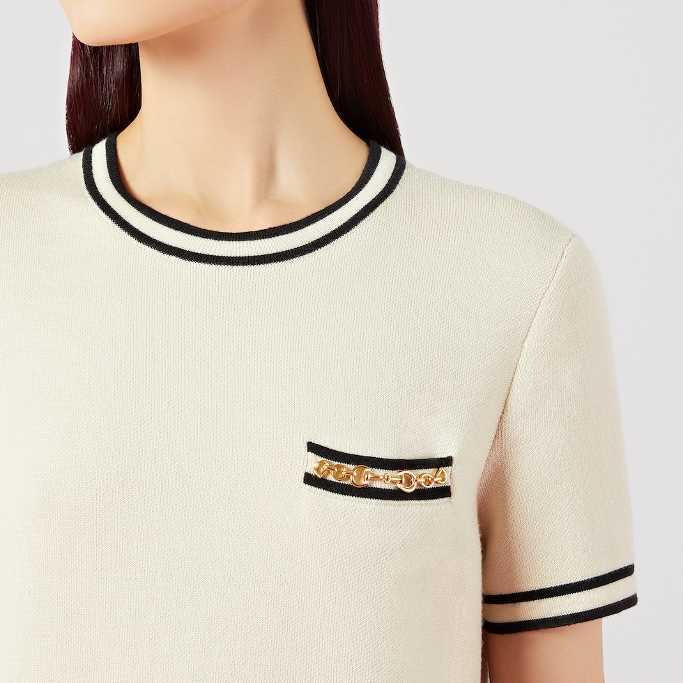 Wool Dress With GG Jacquard In White | GUCCI® FI