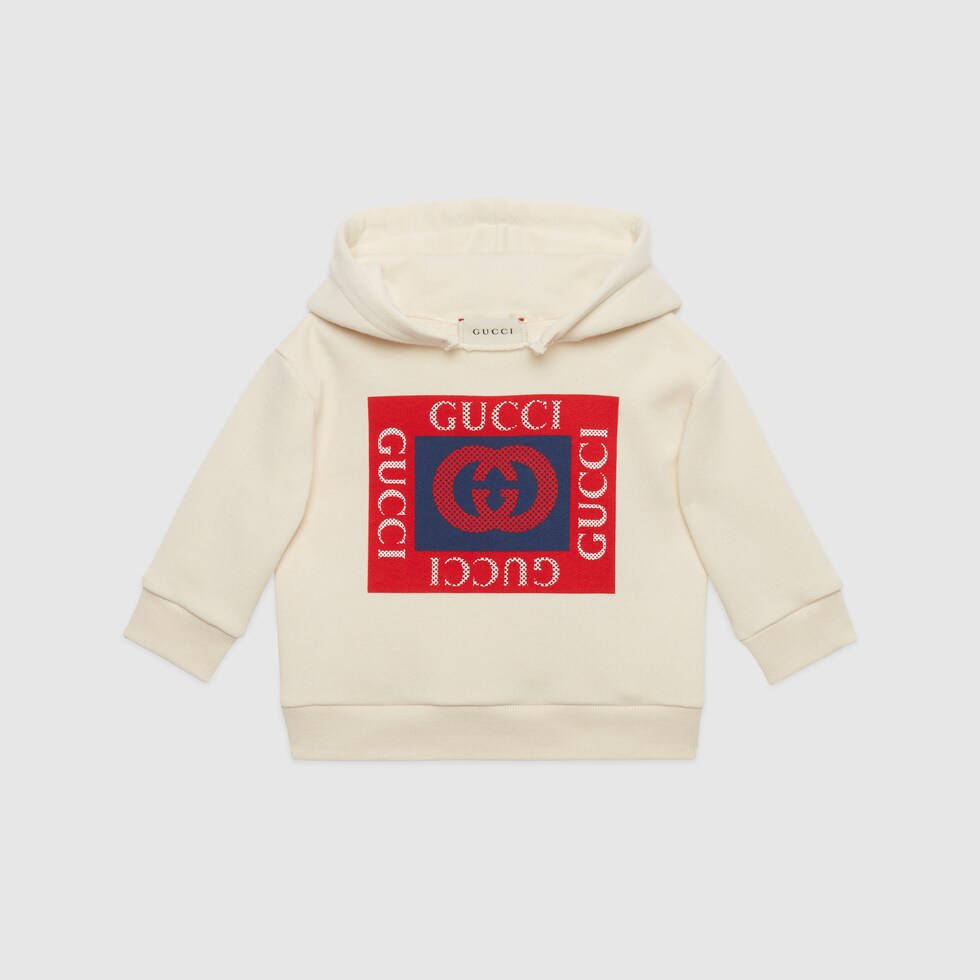 Baby cotton sweatshirt with Gucci logo in white | GUCCI® TR
