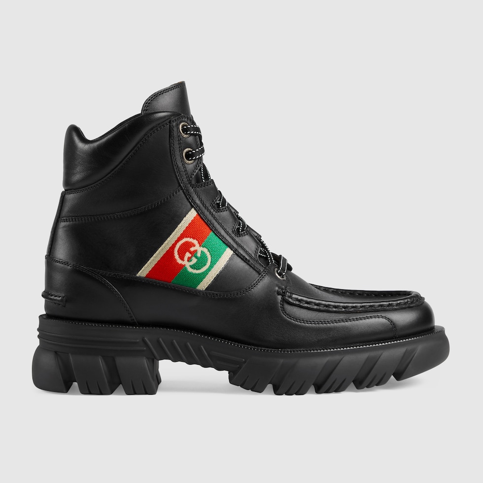 Mens Ankle Boot With Interlocking G In Black Leather Gucci® Us