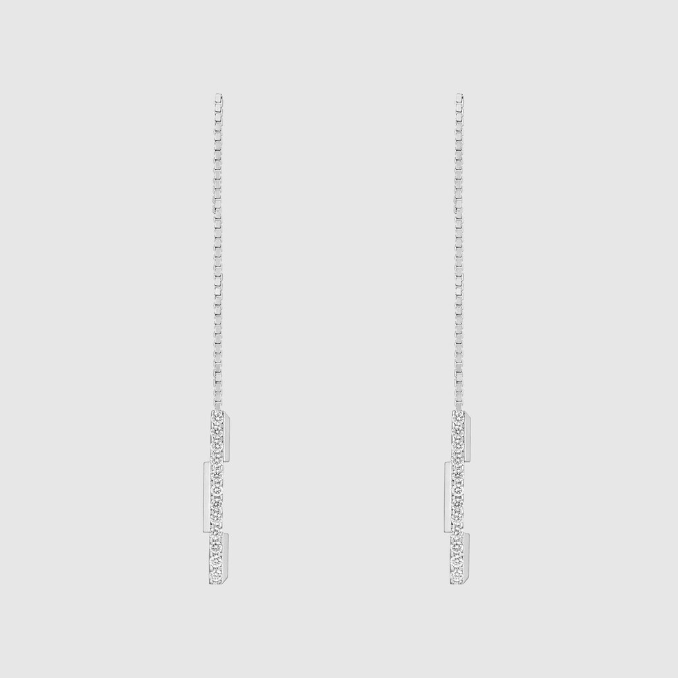 Gucci Link to Love chain earrings with 'Gucci' bar in 18k white gold ...
