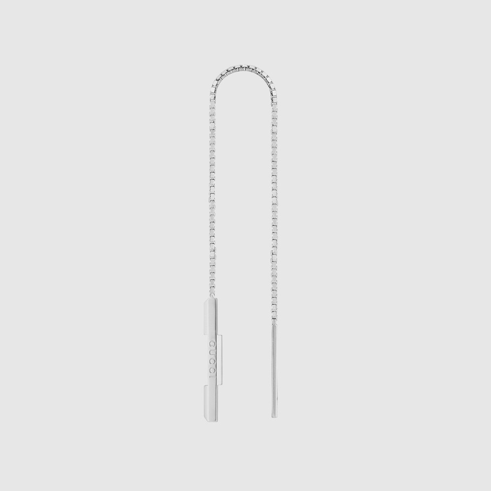 Gucci Link to Love chain earrings with 'Gucci' bar in 18k white gold ...