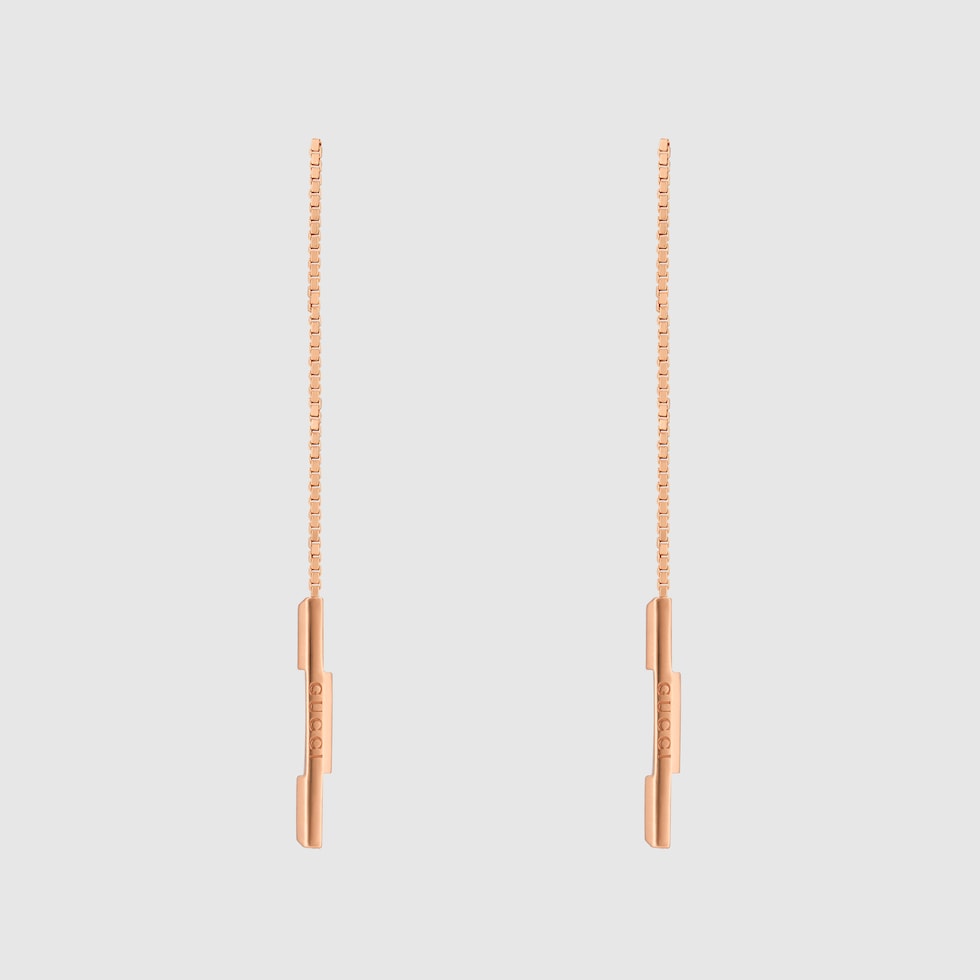 Gucci Link to Love chain earrings with 'Gucci' bar in 18k rose gold ...