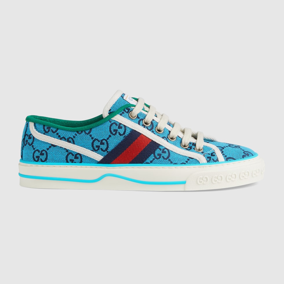 Women's Gucci Tennis 1977 GG Multicolour sneaker in light blue and blue ...