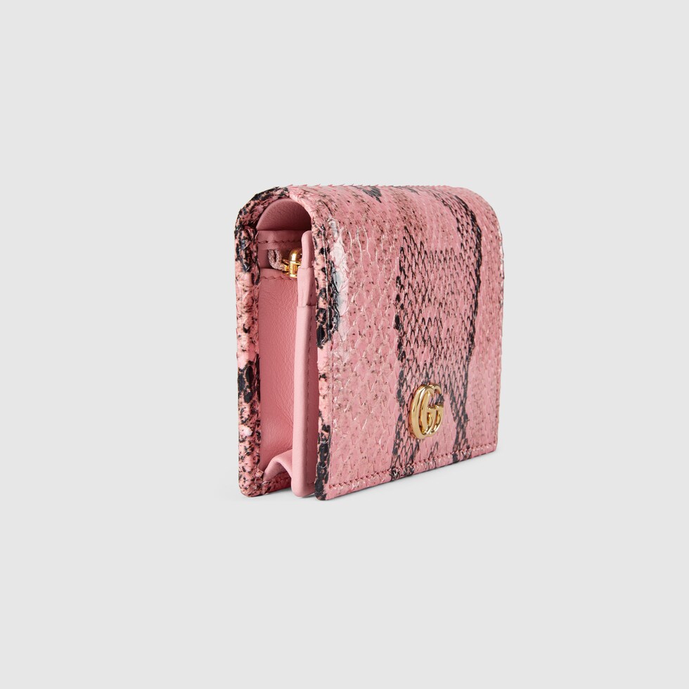 GG Marmont python card case wallet in pastel pink | GUCCI® AE