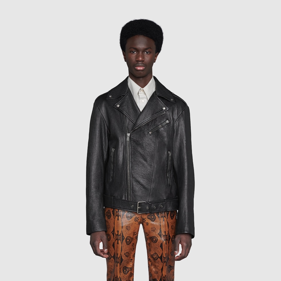Leather jacket in black | GUCCI® SE