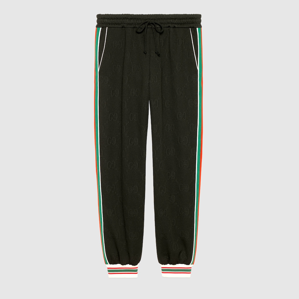 Спортивные брюки из джерси с жаккардовым узором GG inчерный | GUCCI ...