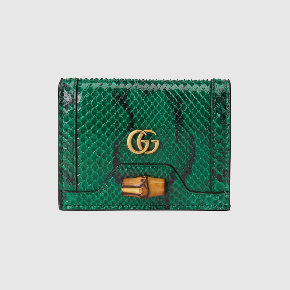 Gucci Diana python card case wallet in emerald green | GUCCI® IE