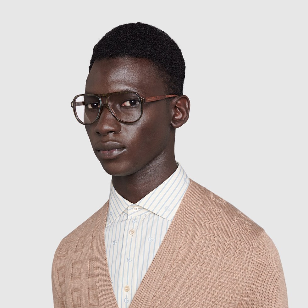 Pilot optical frame in blue and brown acetate | GUCCI® PT