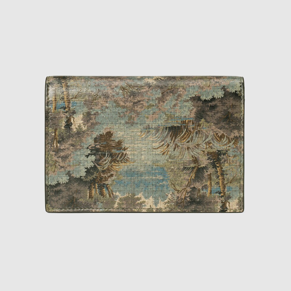 Radura print double card set in brown and green Demetra | GUCCI® UK