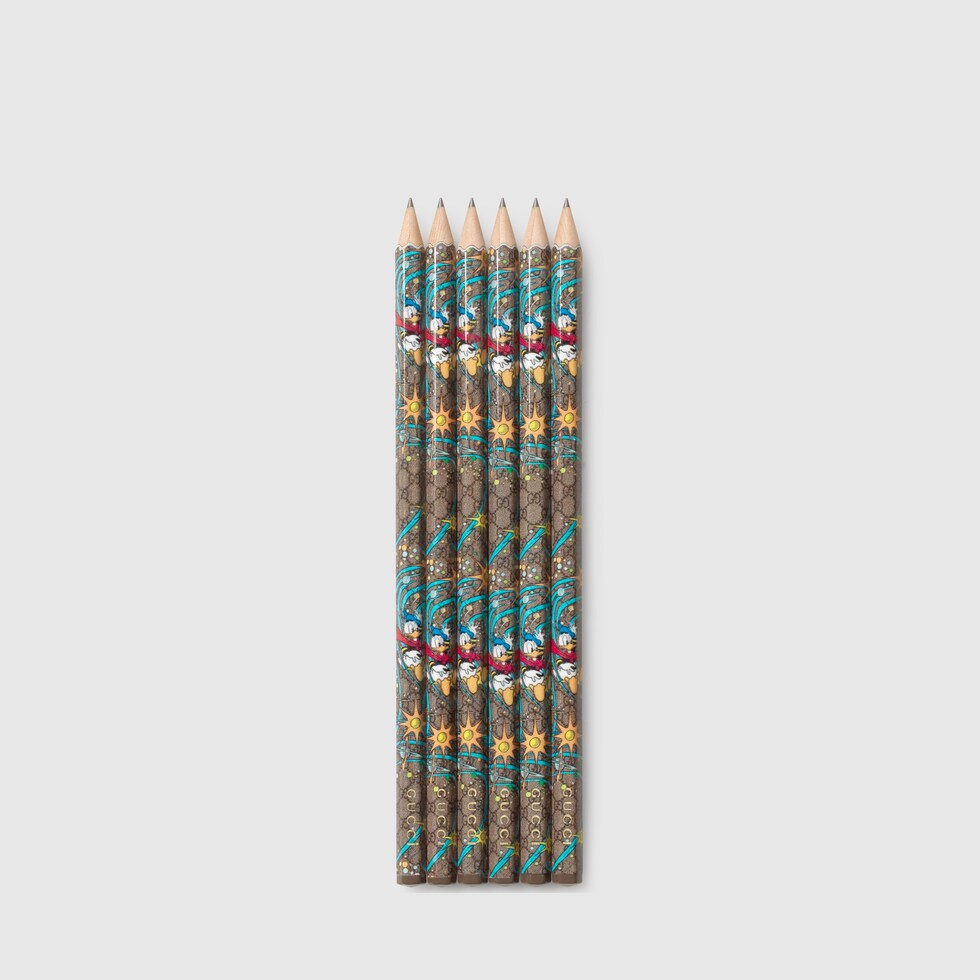 Disney x Gucci Donald Duck pencil set in beige and ebony GG paper ...