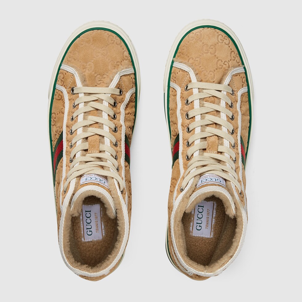Men's Gucci Tennis 1977 sneaker in butter suede | GUCCI® UK