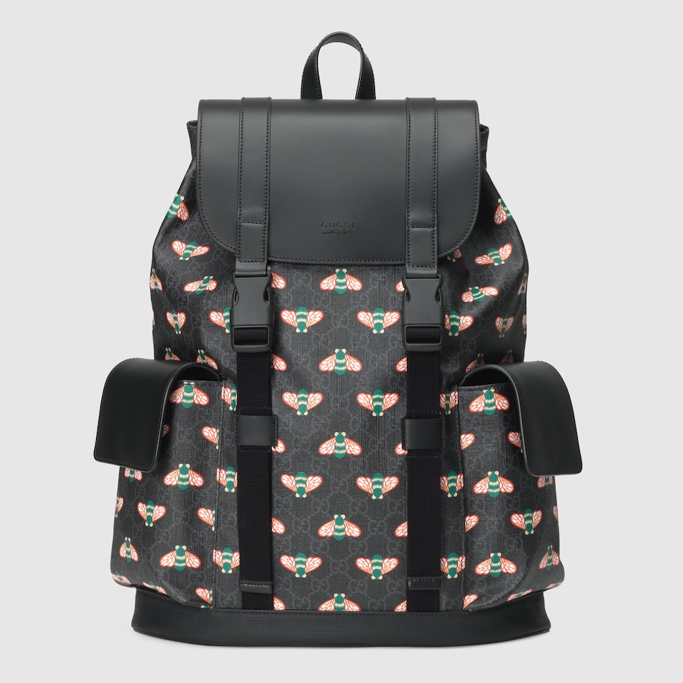 Gucci Bestiary backpack with bees in black GG Supreme | GUCCI® 香港