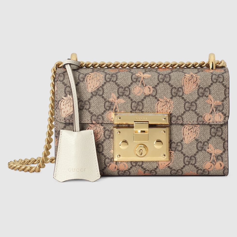 Padlock small berry shoulder bag in GG Supreme canvas | GUCCI® SE
